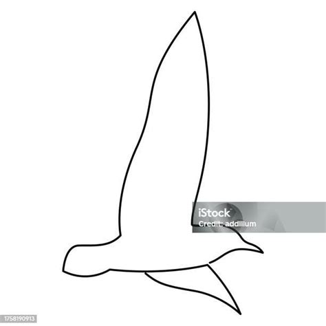 1 줄의 갈매기 또는 갈매기가 날아 다니는 실루엣이 디자인 되어 있습니다 손으로 그린 미니멀리즘 스타일 벡터 일러스트 레이 션 로고에 대한 스톡 벡터 아트 및 기타 이미지