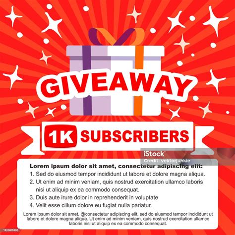 경품 1k 서브크리버 소셜 미디어 게시물 또는 웹 사이트 배너를 위한 템플릿 디자인입니다 최신 타이포그래피 텍스트 스타일 벡터 일러스트레이션으로 깔끔한 일러스트레이션 리본에
