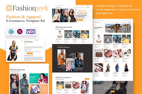 Fashion Geek Woocommerce Fashion Elementor Pro Template Kit Wp