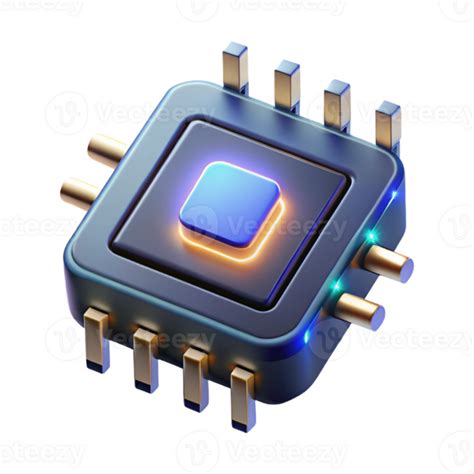 Wonderful Vintage A Single Microchip With Glowing Circuitry Intricate Details Visible Macro