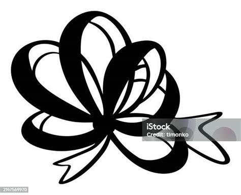 나비와 리본의 미니멀한 흑백 그림입니다 웹 사이트 디자인 로고 앱 Ui를 위한 라인 아이콘 요소입니다 벡터 일러스트 레이 션 검은색에 대한 스톡 벡터 아트 및 기타 이미지