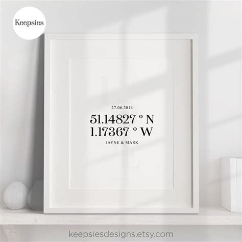 Personalised Couple Coordinates Print Custom Gps Location Poster