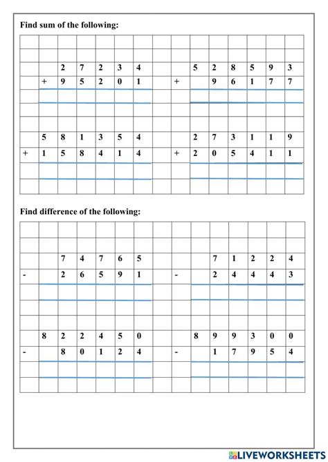 Addition And Subtraction Grade 4 Worksheet