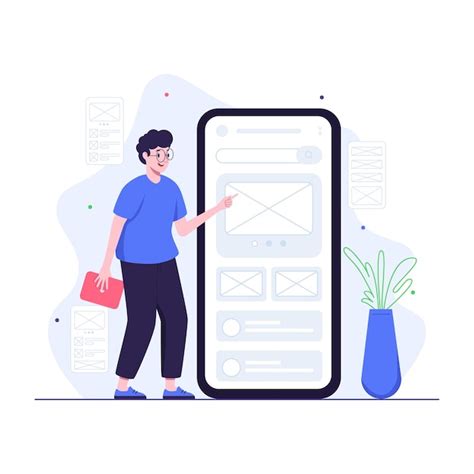 Premium Vector Ui Designer Make Wireframe Before Designing App