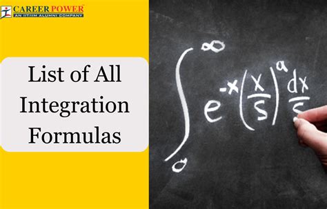 Integration Formula For Class 12th Concepts And Examples
