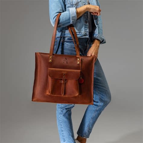 Leather Custom Work Tote Etsy