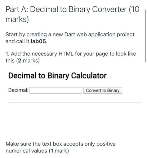 Solved Part A Decimal To Binary Converter 10 Marks Start