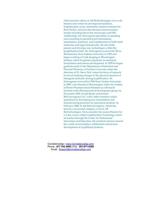 Live Webinar On Lyophilization Process Development And Cycle Design Docx