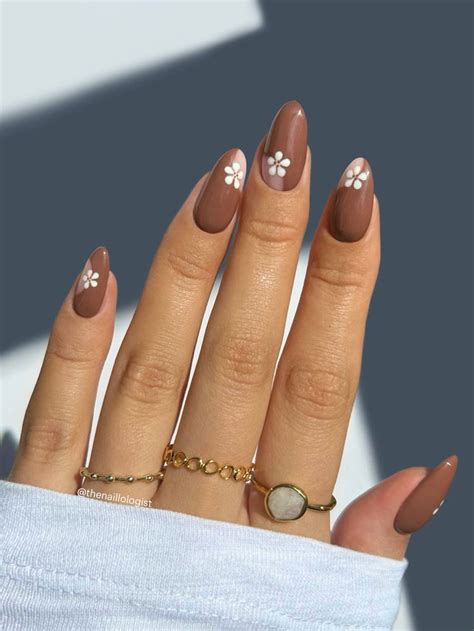 Brown And White Autumn Nails 🤎☁️ Brown Nails Design Gel Nails