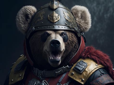 Premium Ai Image Bear Warrior In Knightly Armor Ai Generated