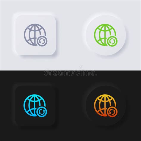 Globe Icon With Circular Rotation Arrow Symbol Icon Set Multicolor