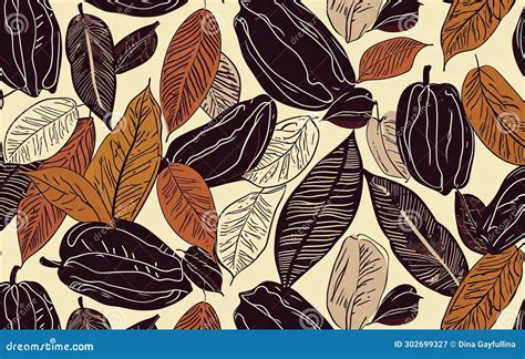 Abstract Cocoa Bean Pattern On A Muted Color Background Stock