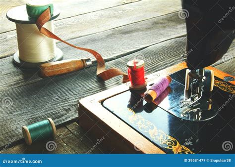 The Sewing Machine And Tools Stock Image Image Of Hobby Scissors