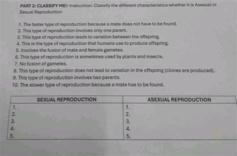 PART CLASSIFY ME Instruction Classify The StudyX