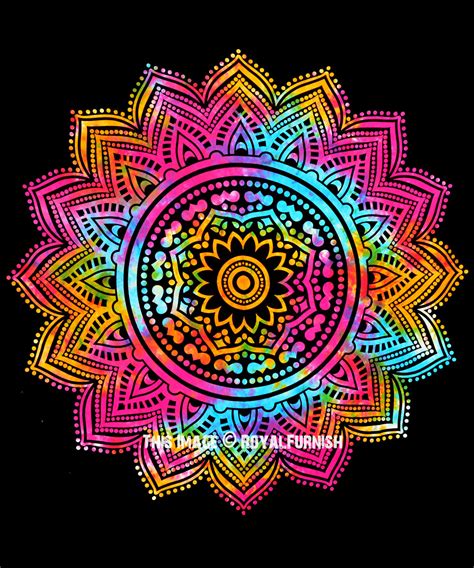 Black Colorful Tie Dye Mandala Wall Tapestry