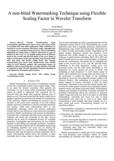 Pdf A Non Blind Watermarking Technique Using Flexible Scaling Factor
