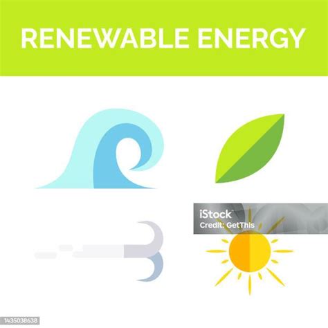재생 에너지 아이콘 세트 벡터 일러스트 레이 션 컬러 Eps 10 천연 자원 전력을 전기로 변환하십시오 환경 인식 기호 환경의 날 개념 웹 앱 개발자를 위해 흰색으로 격리