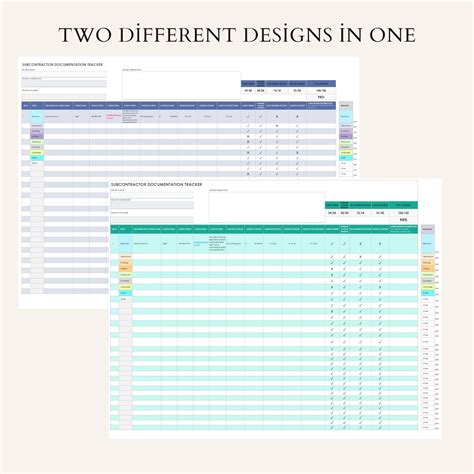 Construction Document Tracking Worksheet Subcontractor Documentation