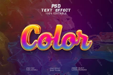 Multi Color Gradient Splash 3d Text Effect Photoshop Premium Psd File