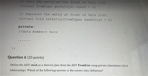 Solved In Project 7 You Defined An Adt Frontlist Which