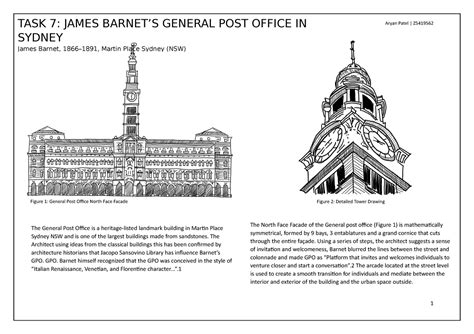 BENV Assessment Notes TASK JAMES BARNETS GENERAL POST OFFICE IN SYDNEY James