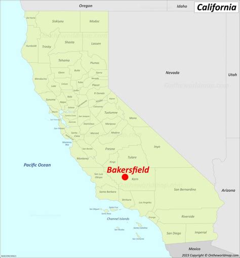Bakersfield Location On The California Map