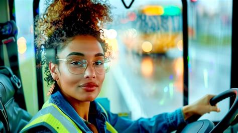 Free Photo Portrait Of Female Bus Driver
