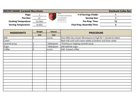 Recipe Costing Template