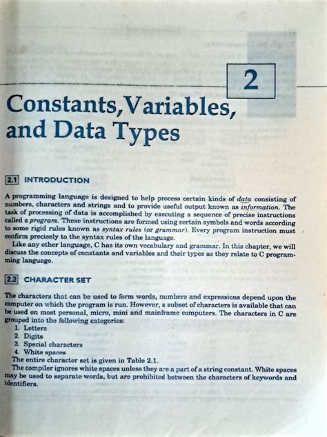 Constants Variables And Data Types Pdf