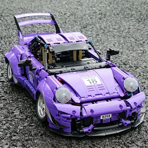 슈퍼 스포츠카 Rwb 대형 테일 993 와이드 바디 스포츠카 어려운 빌딩 블록 장난감 자동차 모델 어린이 선물