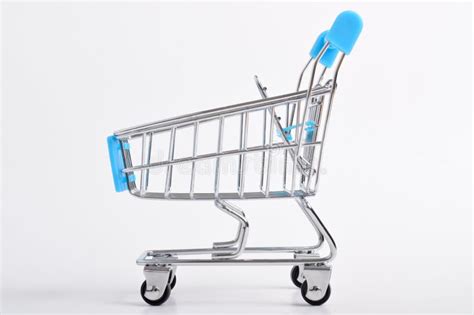 Mini Model Of Blue Shopping Cart On White Background Stock Image Image Of Marketing Sale
