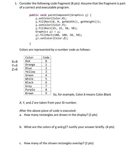 solved 1 consider the following code fragment 8 pts