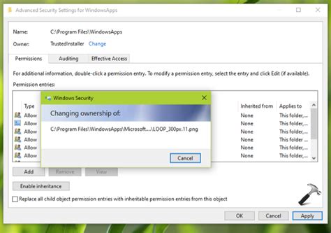 restore windowsapps folder owner to trustedinstaller