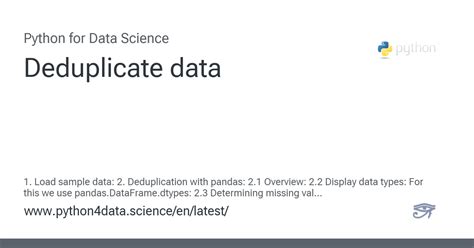 Deduplicate Data Python For Data Science