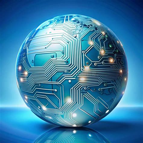 Coding Lines And Circuit Connections Inside A Globe Stock Illustration