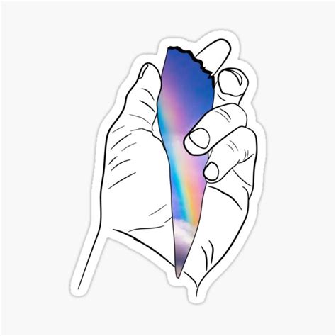 Hand With A Rainbow Splinter Of Glass Sticker By Zangram Redbubble