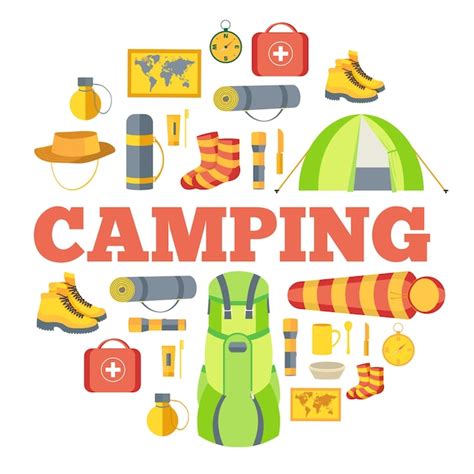 Equipo De Camping Establece Plantilla De Infografías De Círculo