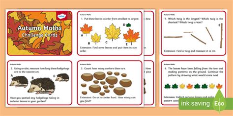 Ks1 Autumn Maths Challenge Cards Teacher Made Twinkl