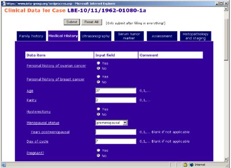 Screenshot Of The Epr Data Entry System The Html Form Is Generated