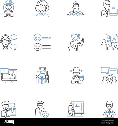 Commanding Officers Line Icons Collection Authority Leadership Command Direction Control