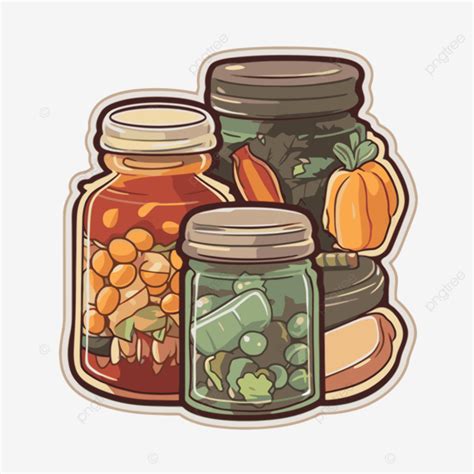 통조림 야채 로고 클립 아트와 식품 항아리 벡터 고립 된 만화 통조림으로 스티커 디자인 상표 Png 일러스트 및 벡터 에 대한 무료 다운로드 Pngtree