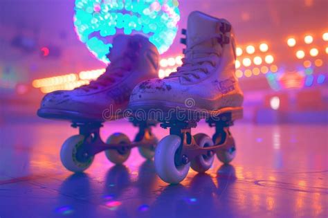 Nostalgic Roller Skates Under Disco Ball Lights Vintage Recreation