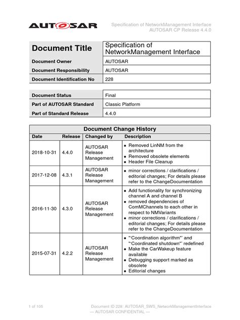 Autosar Sws Networkmanagementinterface Pdf Software Modular Programming