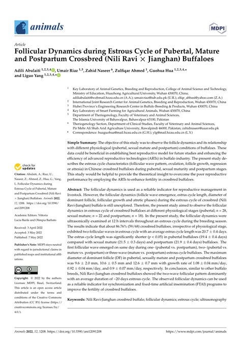 Pdf Follicular Dynamics During Estrous Cycle Of Pubertal Mature And Postpartum Crossbred