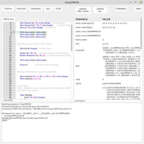 frontend gdb for freebasic
