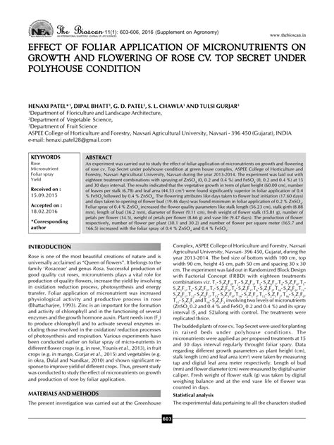 Pdf Effect Of Foliar Applic Effect Of Foliar Applic Effect Of Foliar