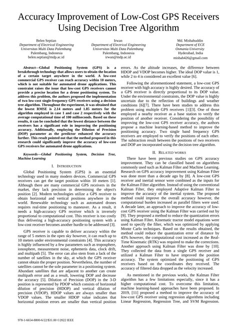 Pdf Accuracy Improvement Of Low Cost Gps Receivers Using Decision Tree Algorithm