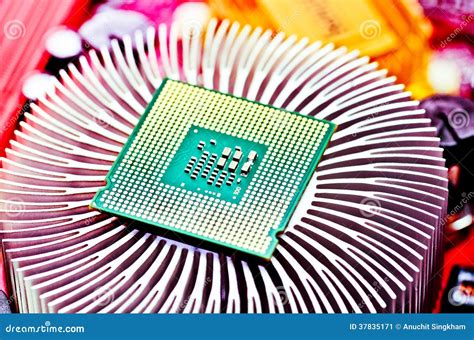 Computer Cpu Central Processor Unit Chip Stock Image Image Of