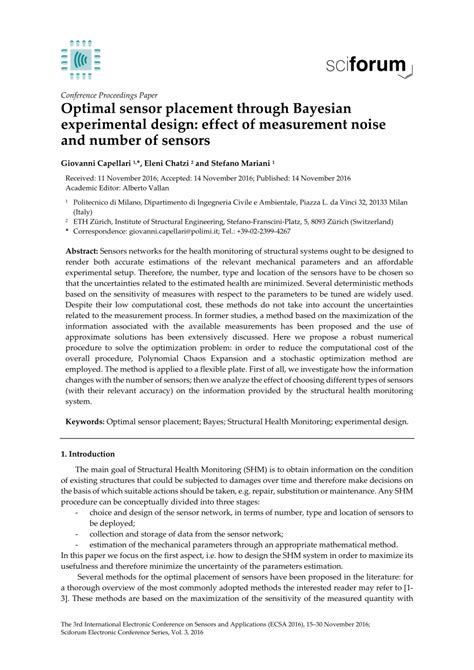 Pdf Optimal Sensor Placement Through Bayesian Experimental Design