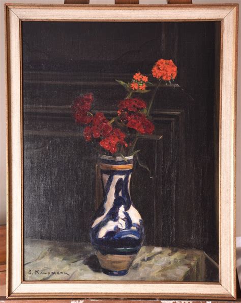 Proantic Gustav Kampmann Vase Of Flowers 1912